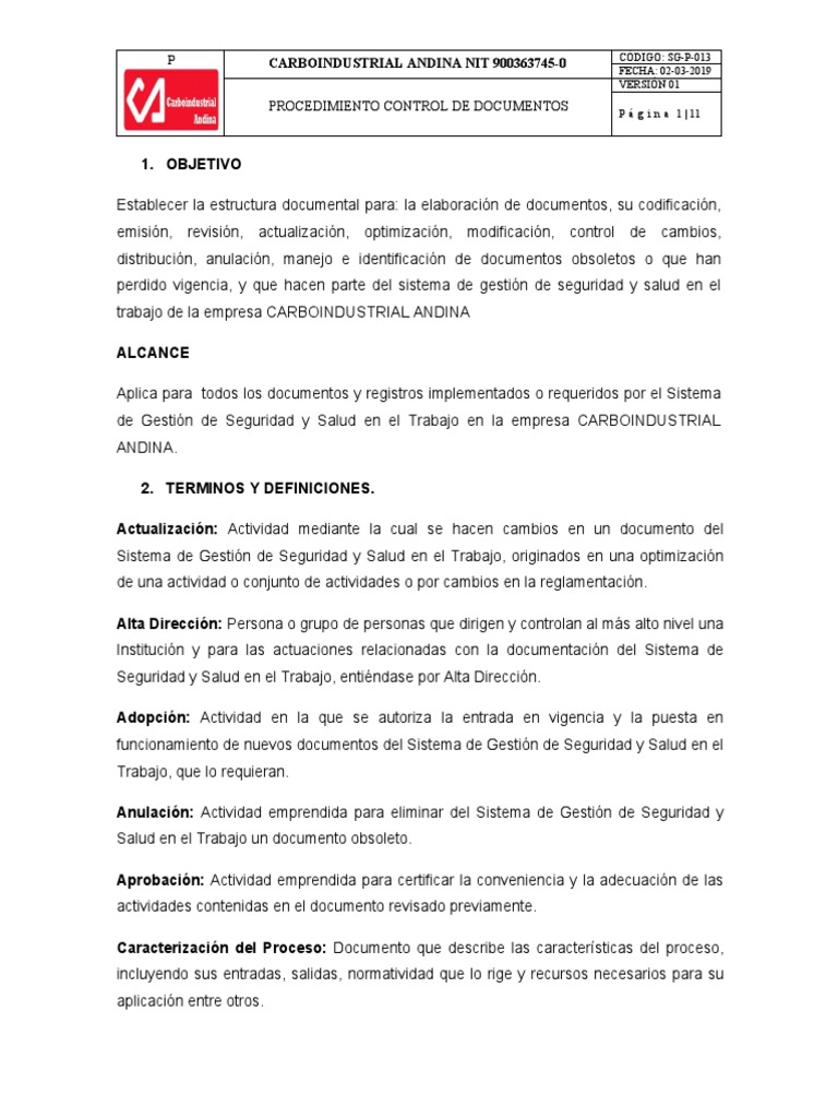 Control de Documentos Incolmin | PDF | Información | Documento