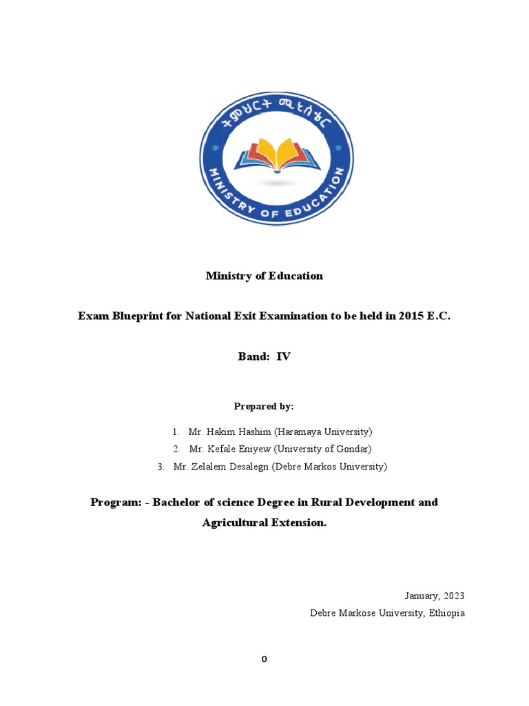 National Exit Exam Blueprint for Rural Development Degree | PDF ...