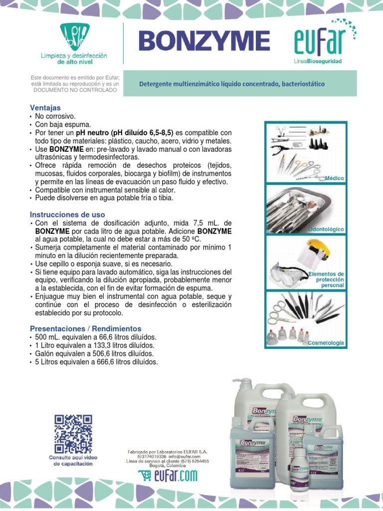 Guía de uso y especificaciones técnicas del detergente enzimático ...