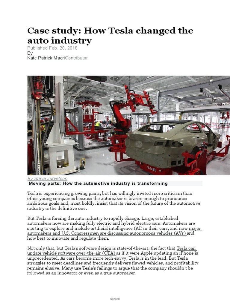 Case Study TESLA | PDF | Automotive Industry | Supply Chain