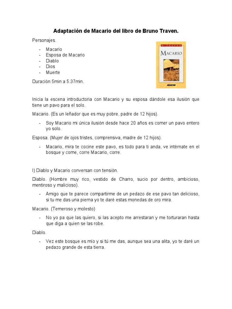 Adaptación de Macario Del Libro de Bruno Traven Corregido | PDF