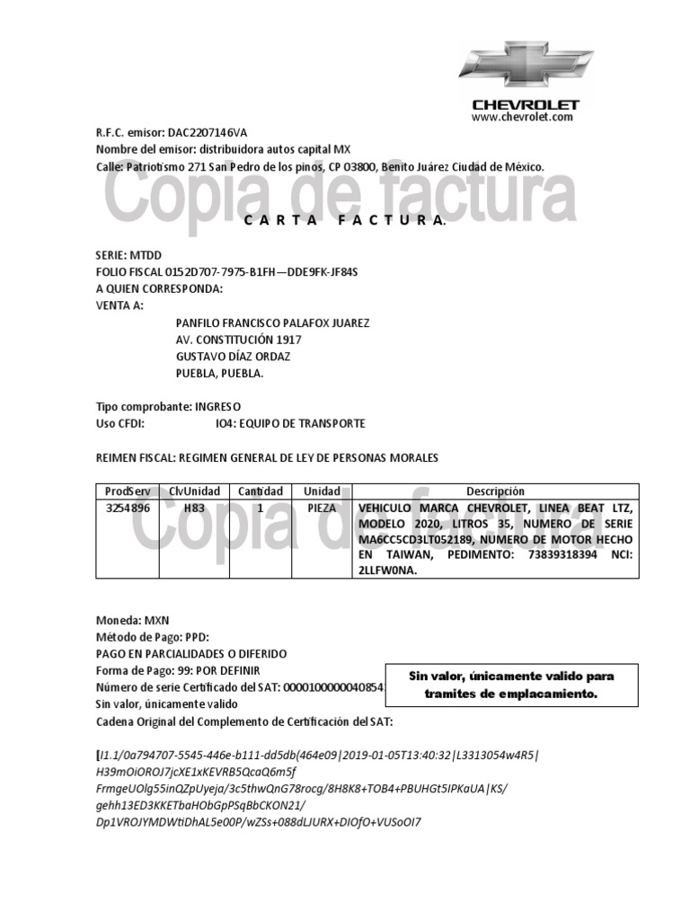 Carta Factura | PDF