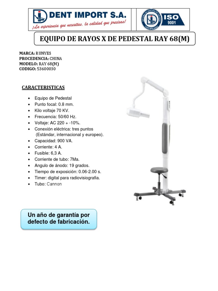 Equipo de Rayos X Pedestal RAY 68(M) | PDF | Tecnología