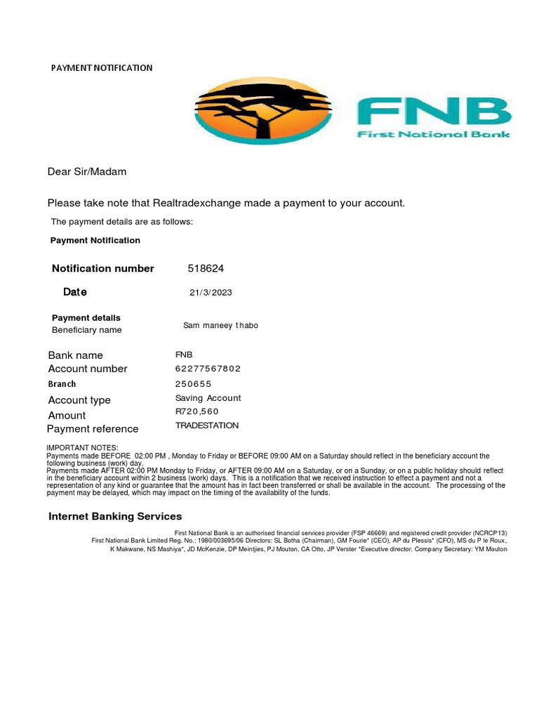 FNB Transfer PDF | PDF | Finance & Money Management