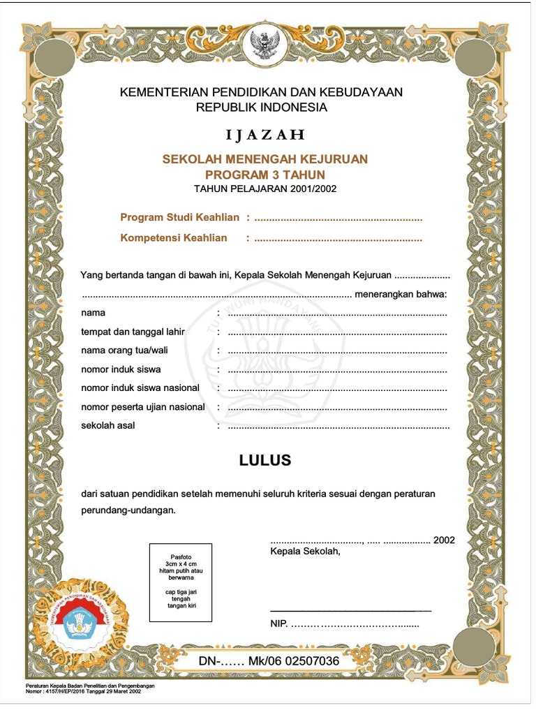 Ijazah SMK 2002 PDF | PDF