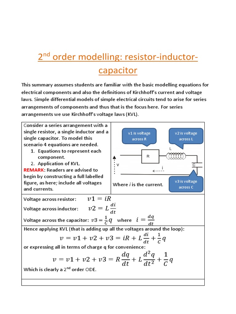 04 Second Order Models Pdf Pdf Force Voltage 0817