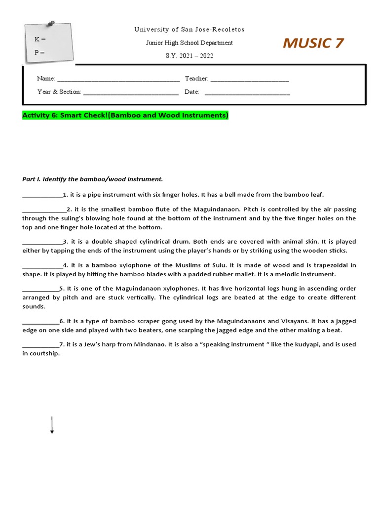 Activity 6 Smart Check (BambooWood Instruments) | PDF | Language Arts ...