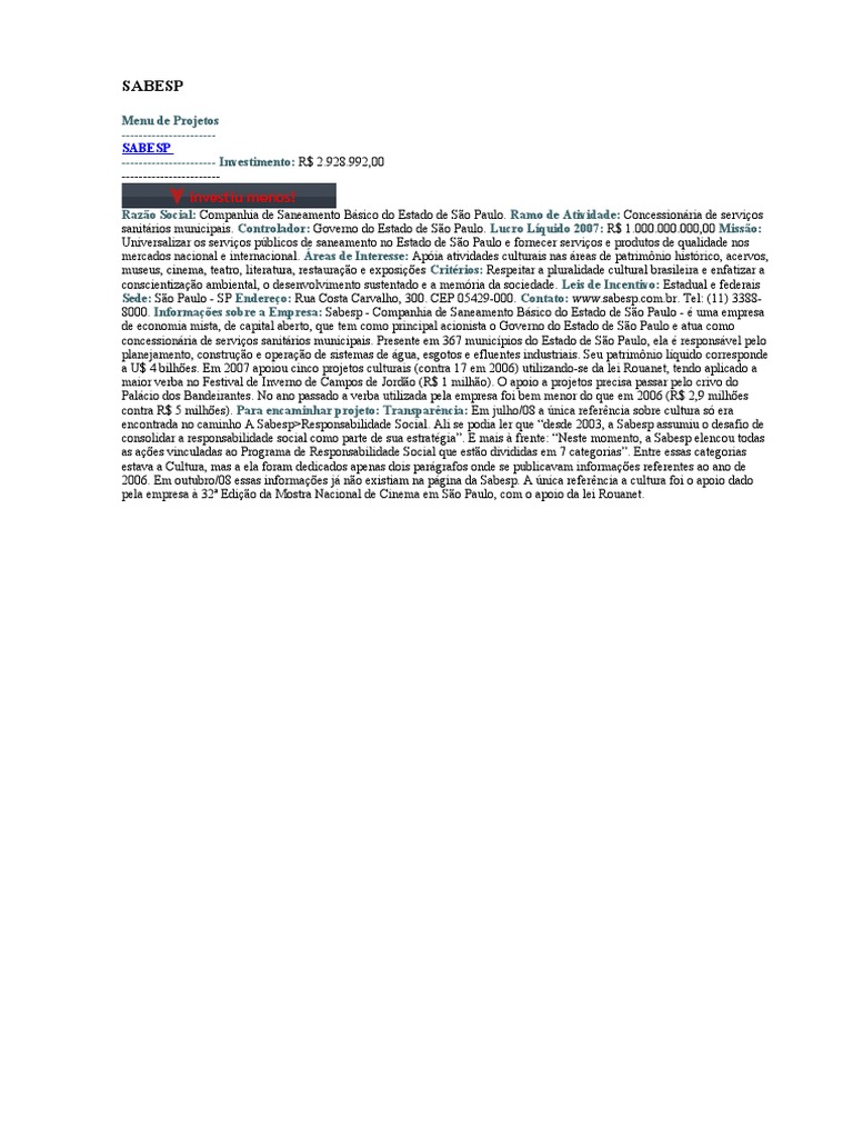 SABESP | PDF | São Paulo | Estado