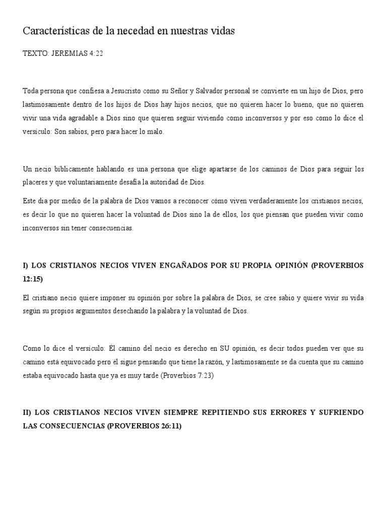 La necedad en la vida cristiana | PDF | Dios
