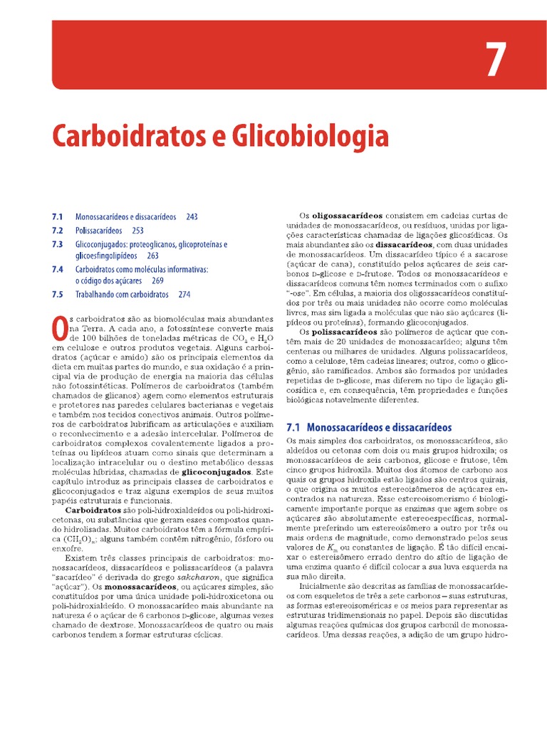 Lehninger_Capítulo 7 - Carboidratos e Glicobiologia | PDF