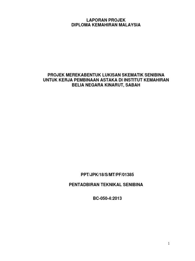 Laporan Projek Diploma Kemahiran Malaysi | PDF