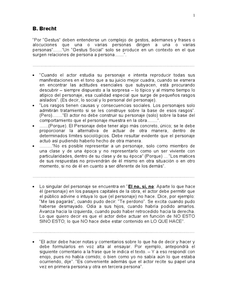 Brecht y el método de las acciones físicas de Stanislavski: Un análisis ...