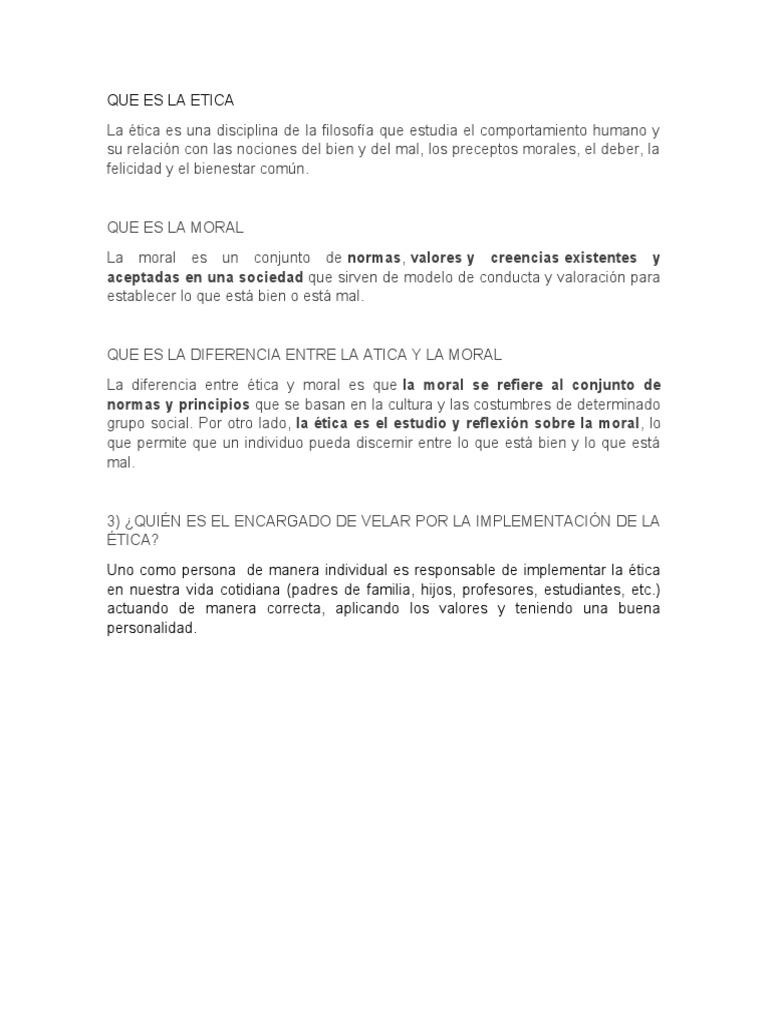 Que Es La Etica | PDF