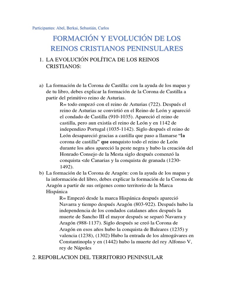 Formación y Evolución de Los Reinos Cristianos Peninsulares | PDF