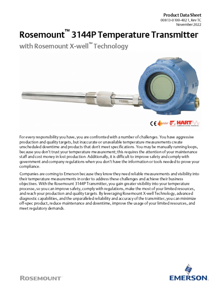 Product Data Sheet Rosemount 3144p Temperature Transmitter en 73128 ...
