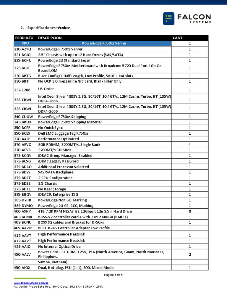 Caracteristicas Servidor | PDF | Computer Engineering | Computer Architecture