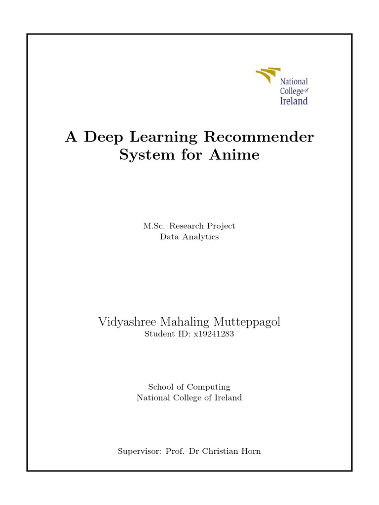 A Deep Learning Recommender System For Anime | PDF | Deep Learning ...