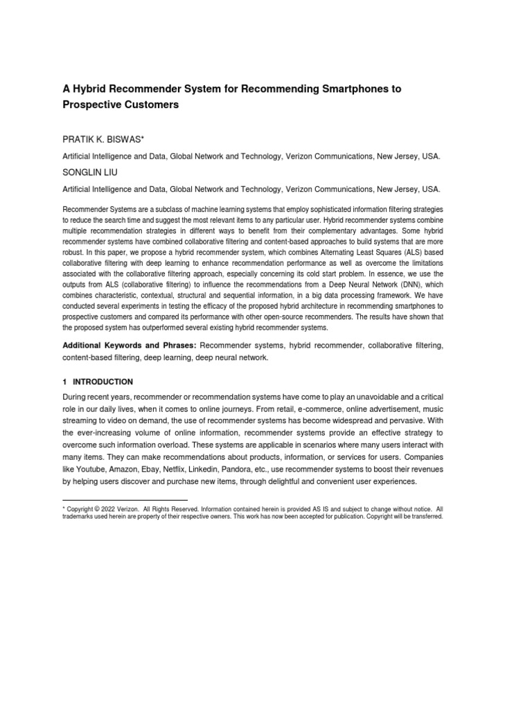 A Hybrid Recommender System For Recommending Smartphones To | PDF ... A Hybrid Recommender System For Recommending Smartphones To | PDF ...