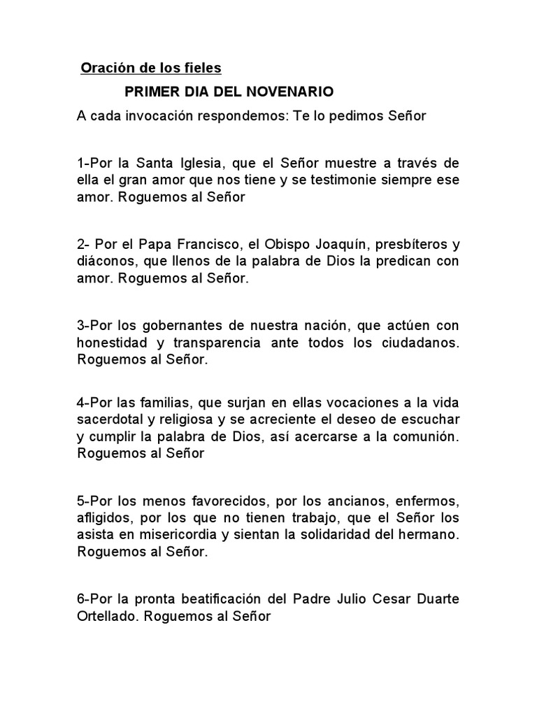 Oración de Los Fieles - FIESTA PATRONAL 2021 | PDF | eucaristía ...