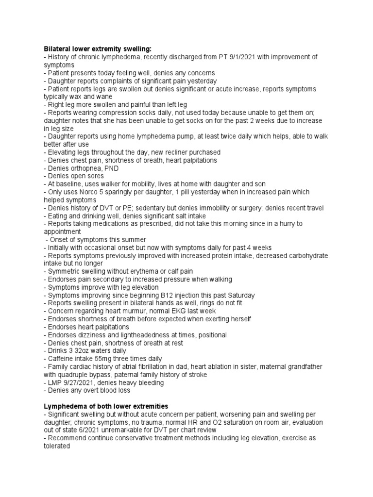 Bilateral Lower Extremity Swelling | PDF | Edema | Medicine