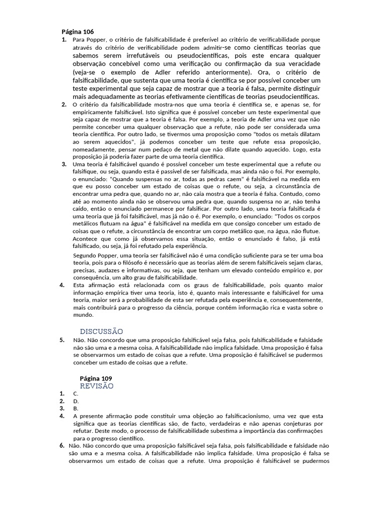 Falsificabilidade em Teorias Científicas | PDF | Falsificabilidade | Teoria