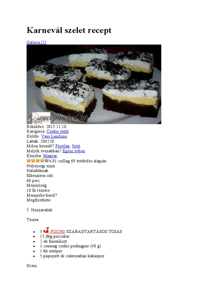 Karnevál Szelet Recept | PDF