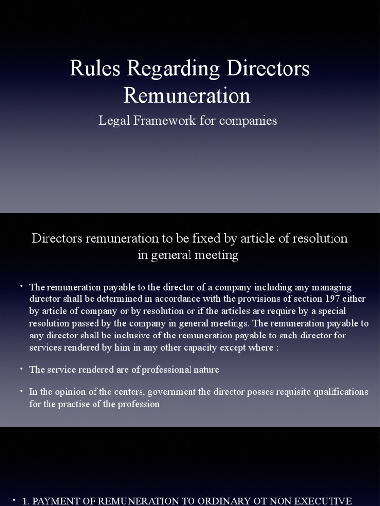 Rules Regarding Directors Remuneration | PDF | Bankruptcy | Government