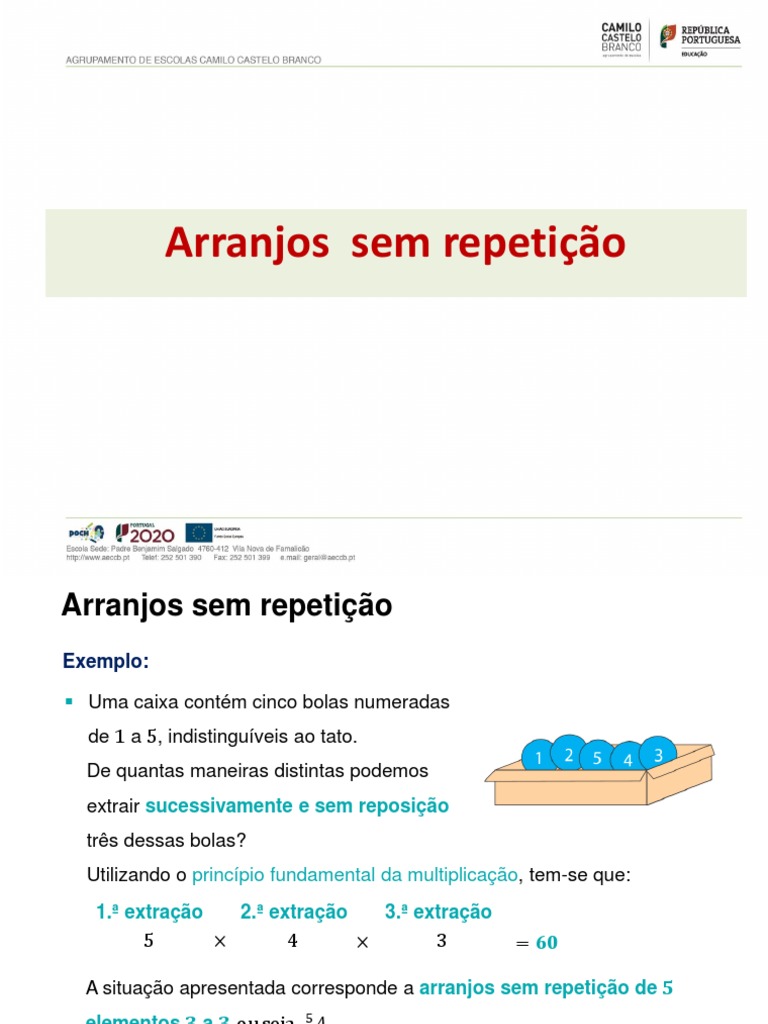 4 Arranjos e Combinações PDF | PDF | Conjunto (Matemática) | Linha ...