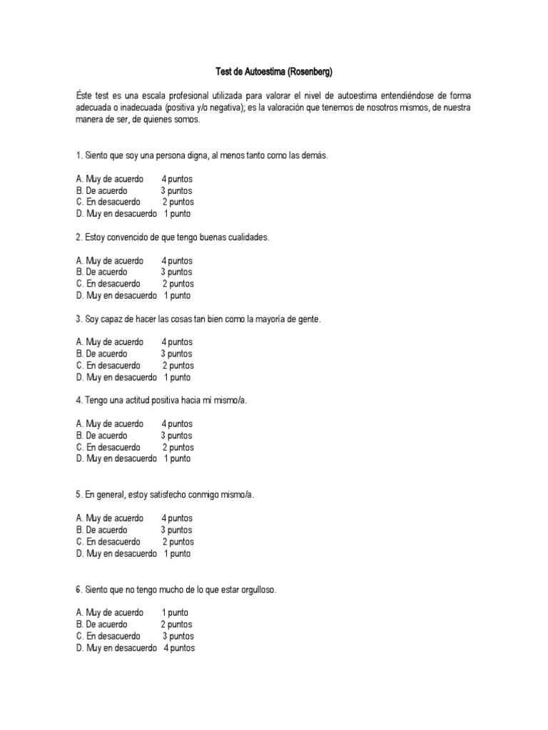 Test Autoestima | PDF