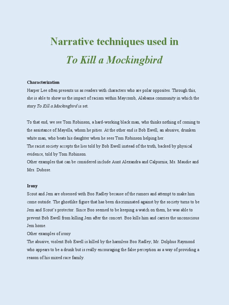 Narrative Techniques in To Kill a Mockingbird | PDF | To Kill A Mockingbird