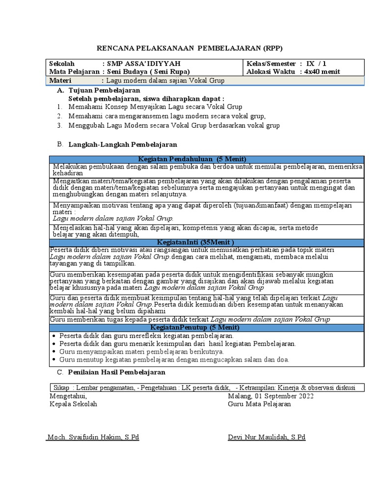 RPP Bab 4 Edit | PDF | Karier & Perkembangan | Seni