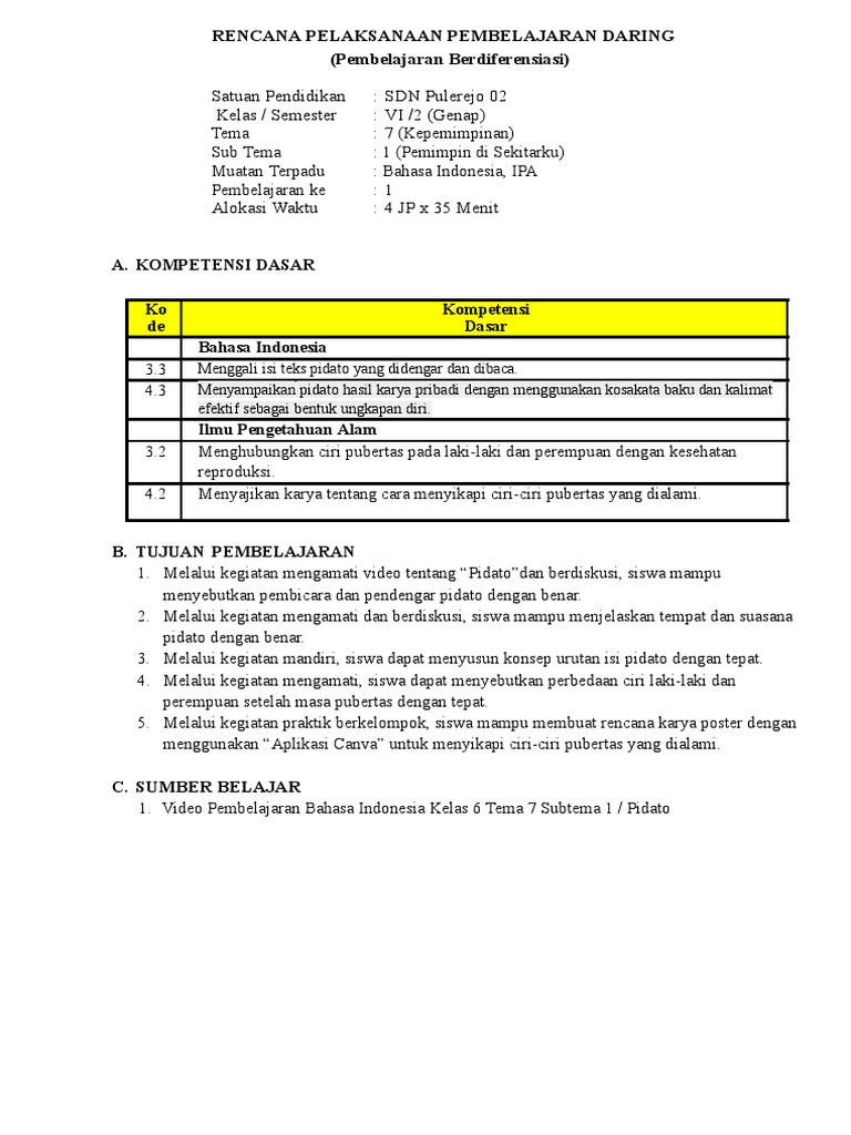 RPP Berdiferensiasi KSE Modul 2.2 | PDF