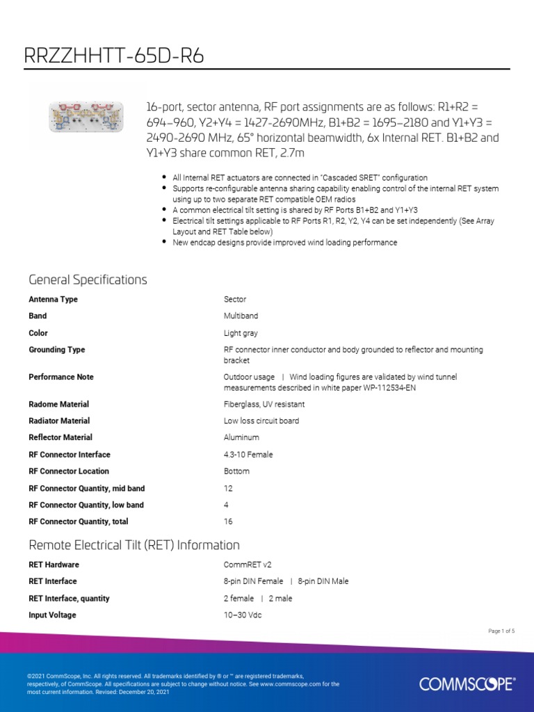 RRZZHHTT-65D-R6 Datasheet | PDF | Antenna (Radio) | Electrical Engineering