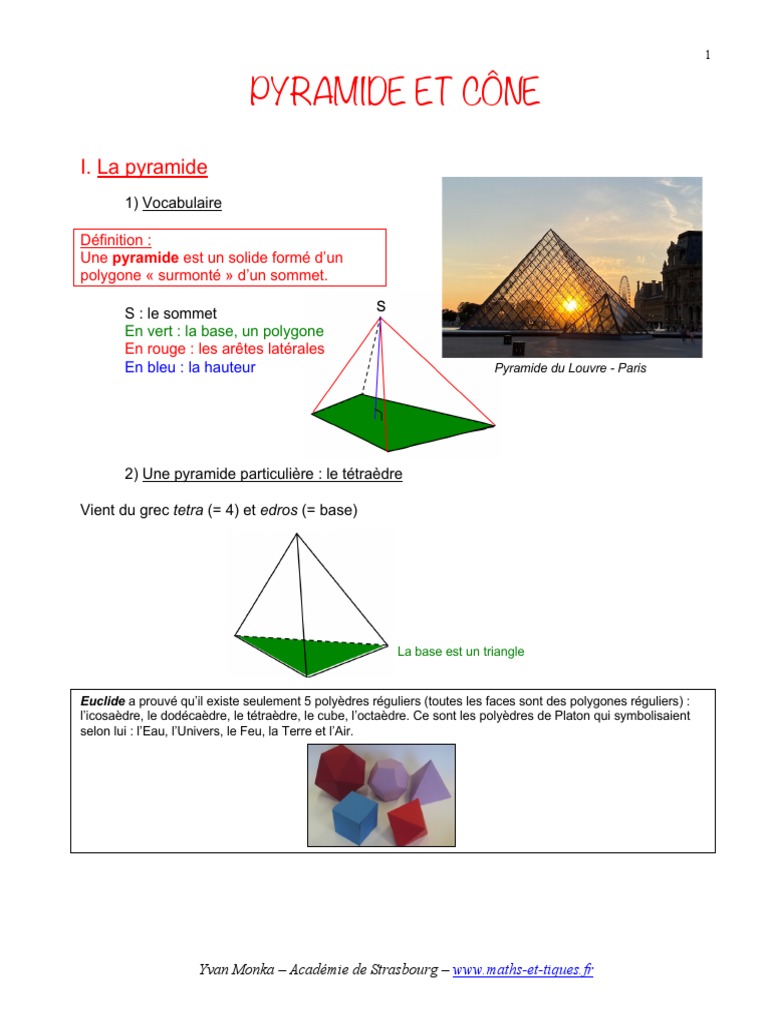 Pyramides et cônes : définitions et volumes | PDF | Géométrie convexe ...