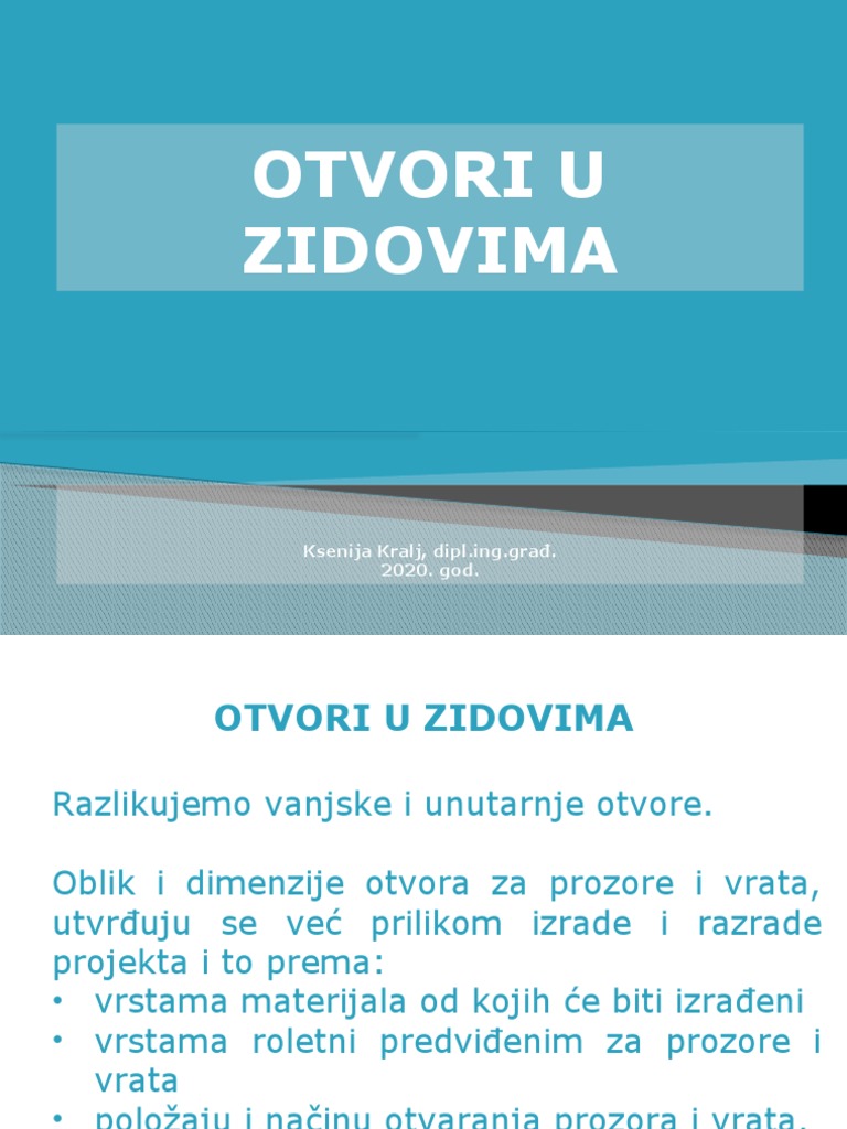 2 OTVORI U ZIDOVIMA - PPSX | PDF