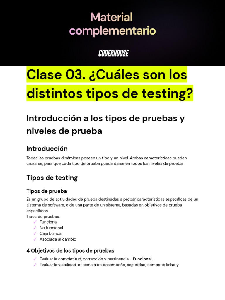 Clase 3 - ¿Cuáles Son Los Distintos Tipos de Testing - (Nuevo Template ...