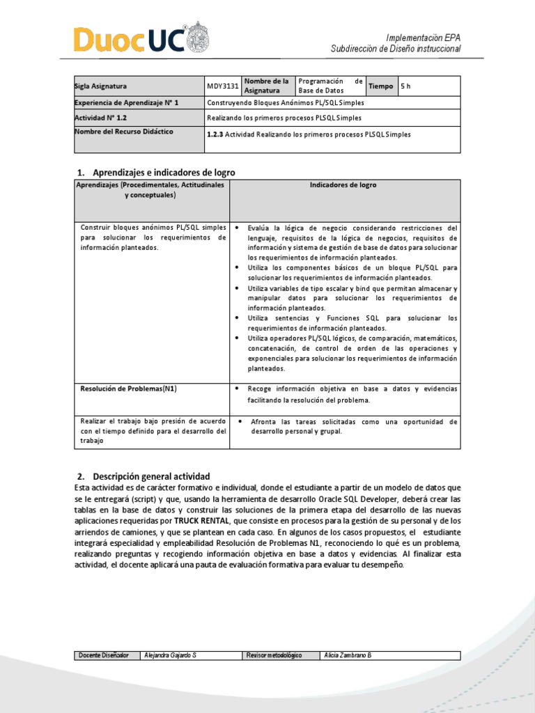 1.2.3 Actividad Realizando Los Primeros Procesos PLSQL Simples | PDF ...