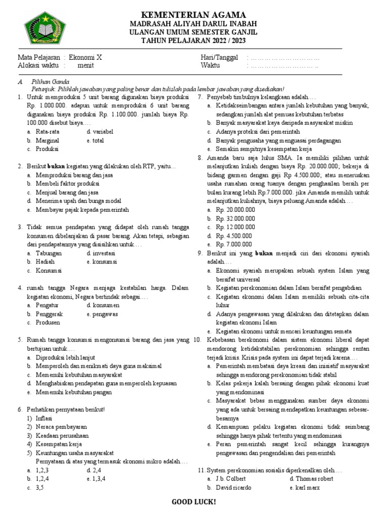 PAS EKO X Ganjil | PDF