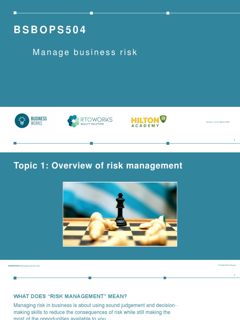 BSBOPS504 Slideshow (Ver. 1) PDF | PDF | Risk | Risk Management