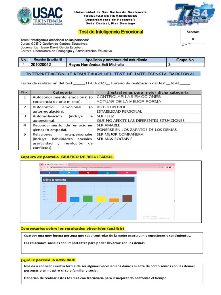 Formato Test Inteligencia Emocional | PDF | Relaciones personales ...