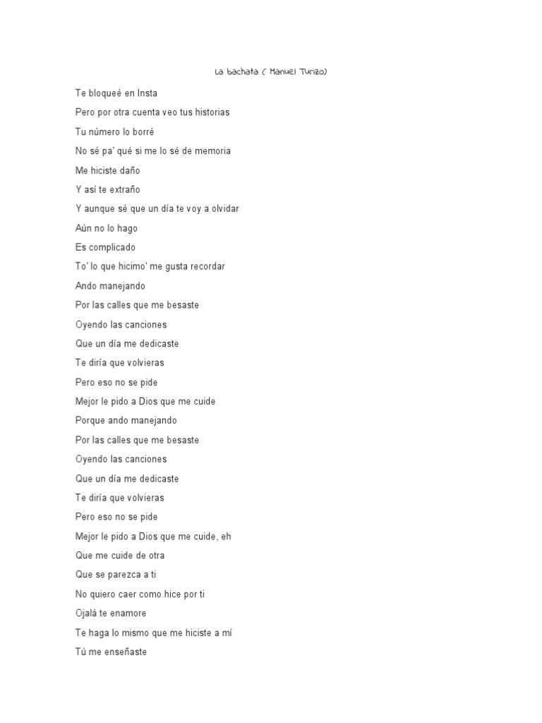 La Bachata (Manuel Turizo) | PDF