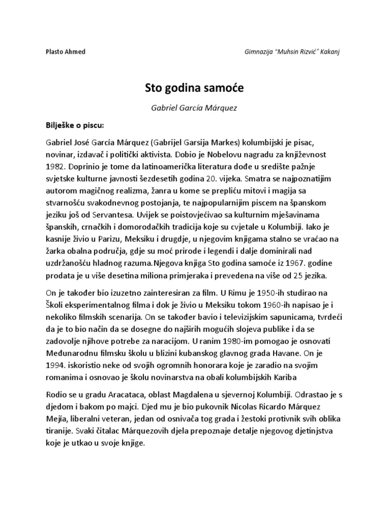 Sto godina samoće - Gabriel Marquez | PDF