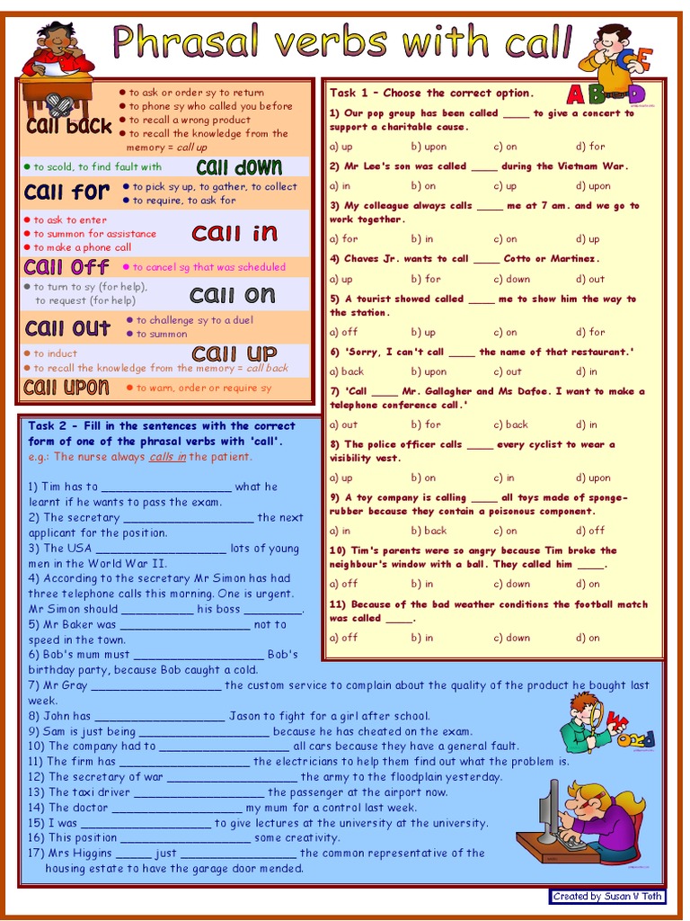 Phrasal Verbs With Call With Dictionary 2 Tasks Wi - 10393 | PDF