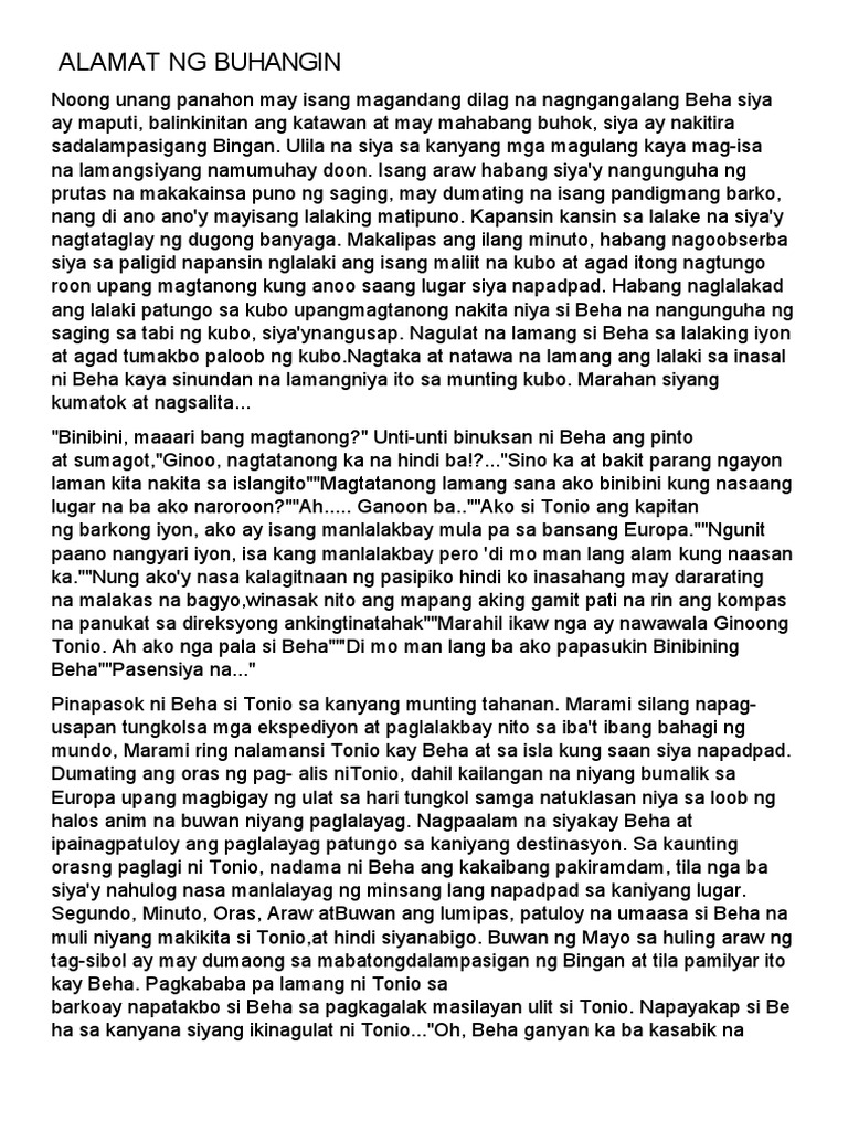 ALAMAT NG BUHANGIN.docx | PDF