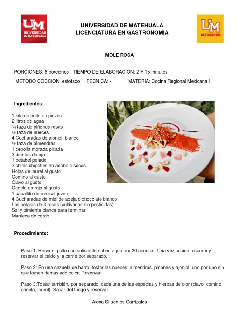 Receta Practica 5 Mole Rosa | PDF