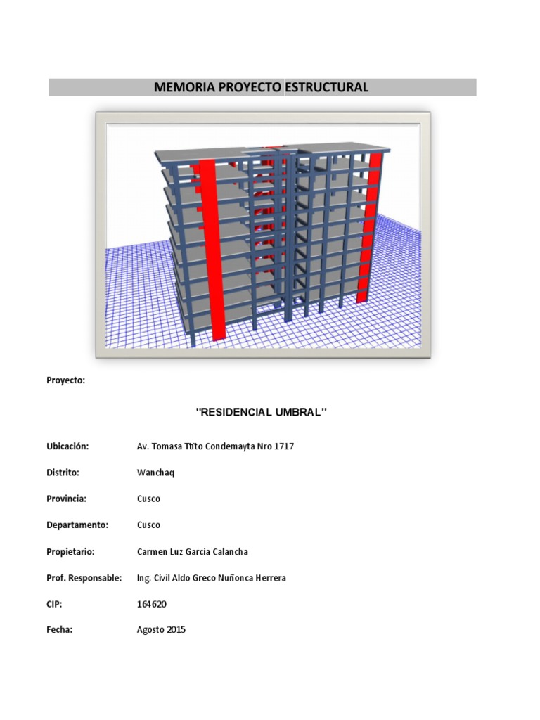 Memoria de Calculo Proyecto Estructural | PDF | Fundación (Ingeniería ...