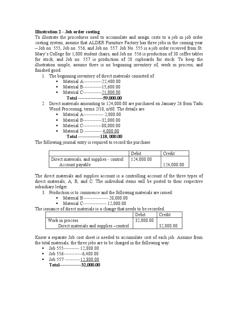Illustration 2 Job Order Costing | PDF | Debits And Credits | Cost