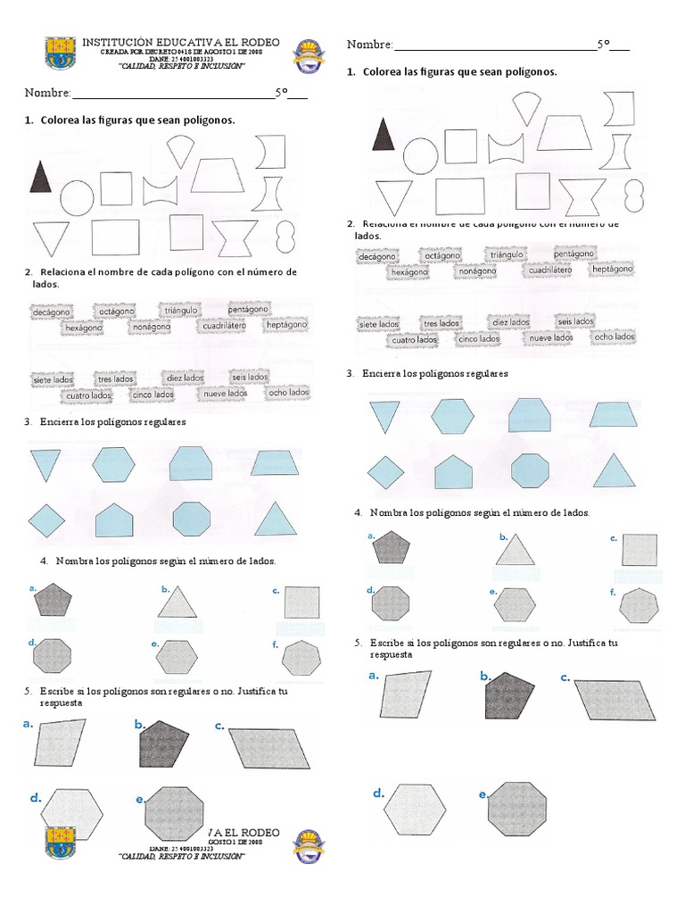 EVALUACIÓN DE MATEMATICAS Poligonos | PDF