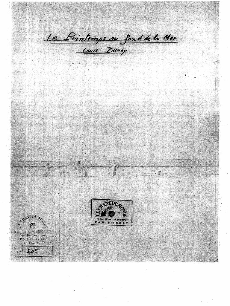 Durey-Printemps Au Fond de La Mer Score | PDF