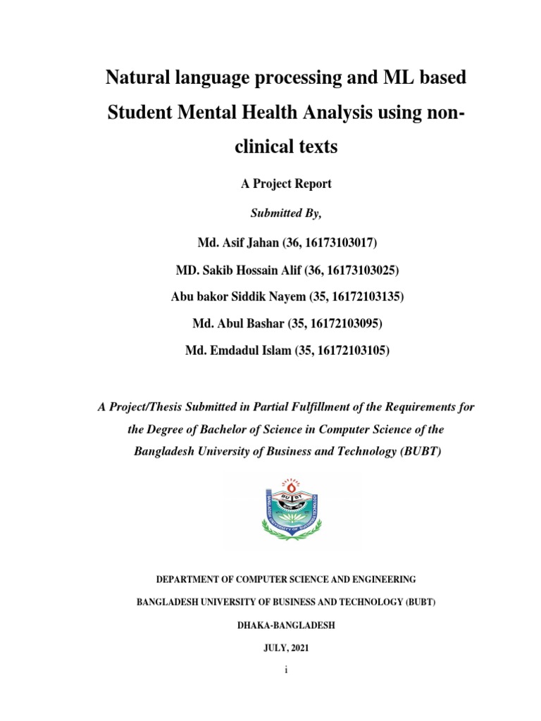 Natural Language Processing and ML Based Student Mental Health Analysis ... Natural Language Processing and ML Based Student Mental Health Analysis ...